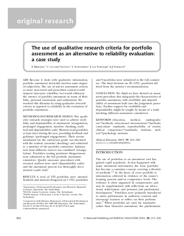 (PDF) The use of qualitative research criteria for portfolio assessment ...