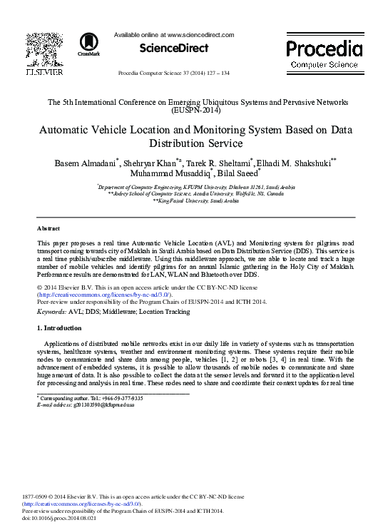 (PDF) Automatic Vehicle Location and Monitoring System based on Data Distribution Service ...