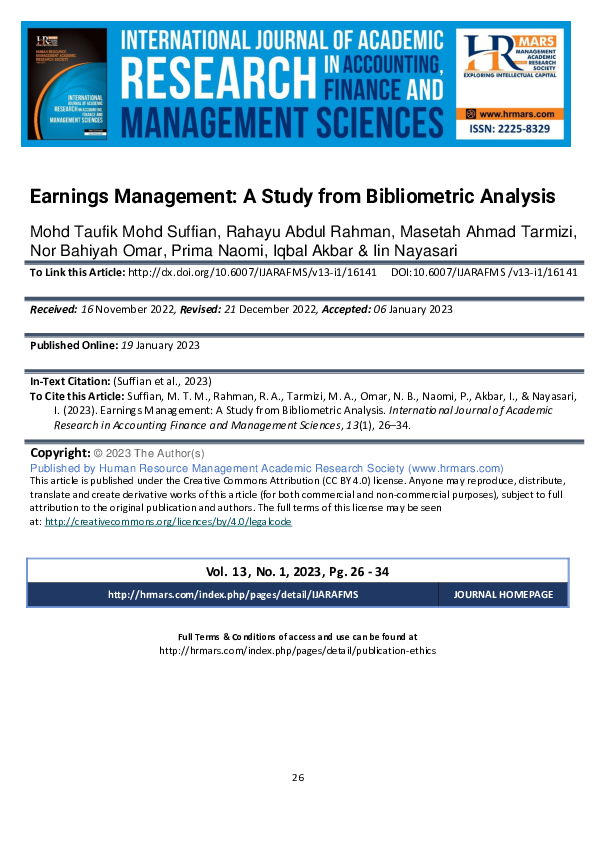 (PDF) Earnings Management: A Study from Bibliometric Analysis