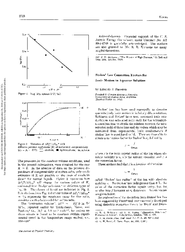 (PDF) Stokes' Law Correction Factors for Ionic Motion in Aqueous Solution