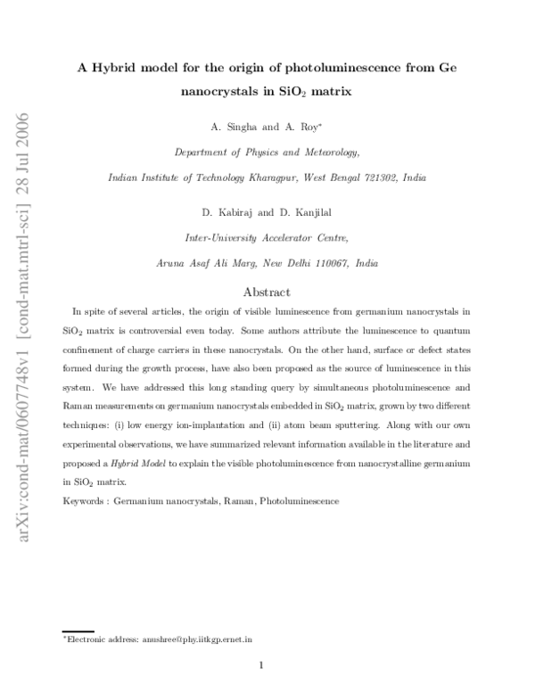(PDF) A hybrid model for the origin of photoluminescence from Ge nanocrystals in a SiO2matrix ...
