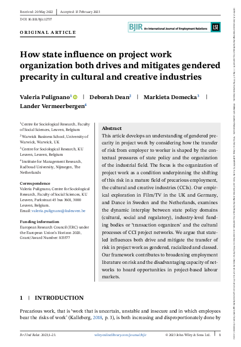 (PDF) How state influence on project work organization both drives and ...