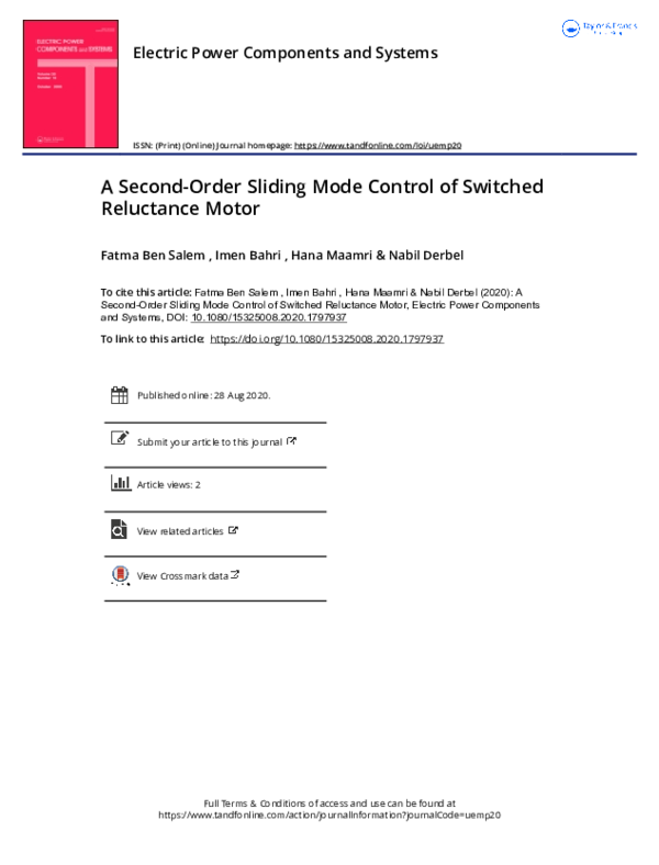 (PDF) A Second-Order Sliding Mode Control of Switched Reluctance Motor