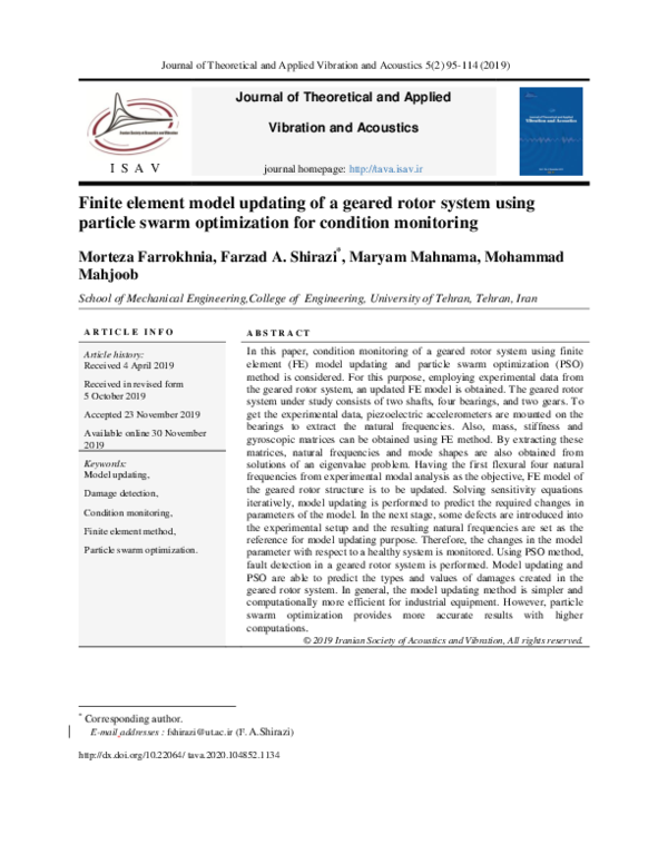 (PDF) Finite element model updating of a geared rotor system using ...