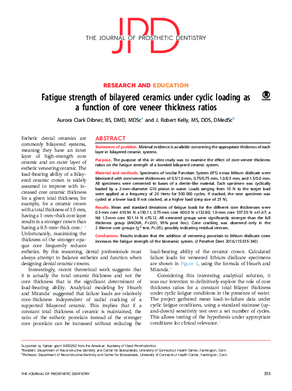 (PDF) Fatigue strength of bilayered ceramics under cyclic loading as a ...