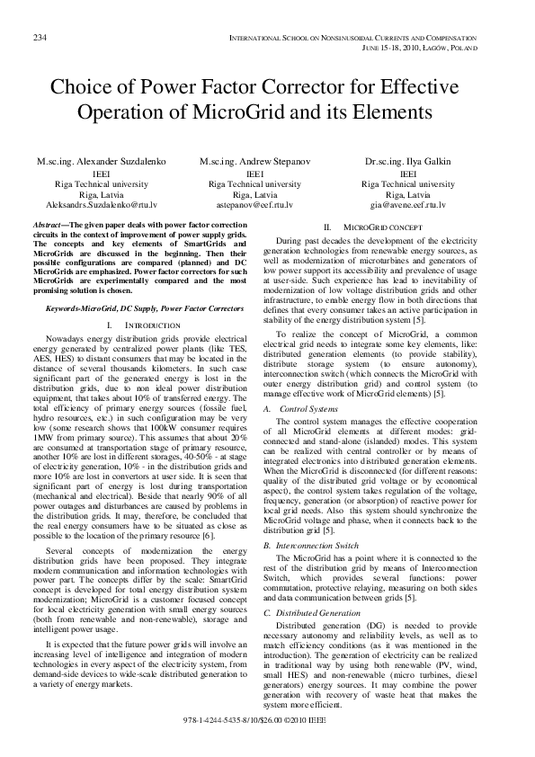 (PDF) Choice of power factor corrector for effective operation of ...
