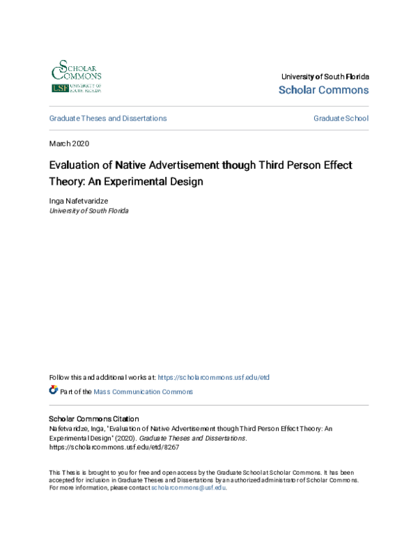 (PDF) Evaluation of Native Advertisement though Third Person Effect ...
