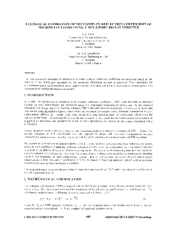 (PDF) Statistical estimation of the complex reflection coefficient of ...