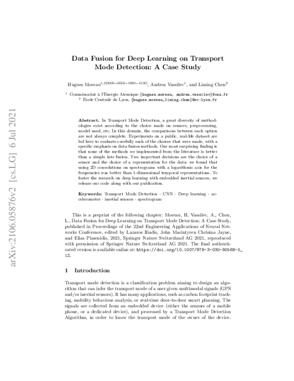 (PDF) Data Fusion for Deep Learning on Transport Mode Detection: A Case Study