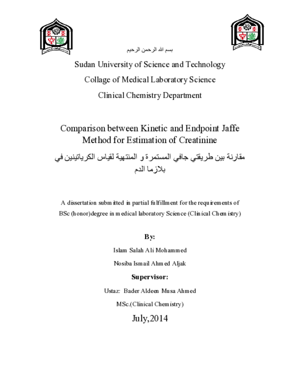 (PDF) Comparison between Kinetic and Endpoint Jaffe Method for ...