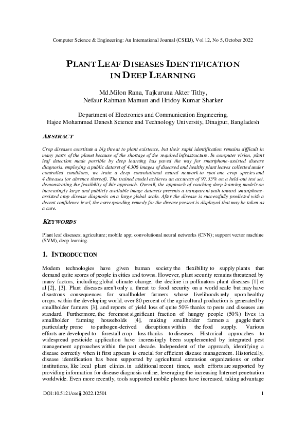 (PDF) PLANT LEAF DISEASES IDENTIFICATION IN DEEP LEARNING