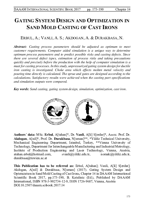 (PDF) Gating System Design and Optımızatıon in Sand Mold Casting of ...
