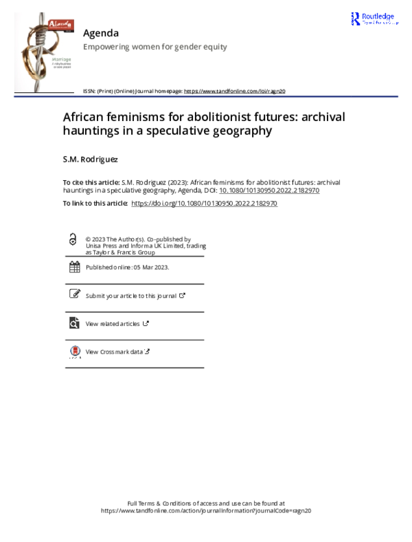 (PDF) African feminisms for abolitionist futures: archival hauntings in ...