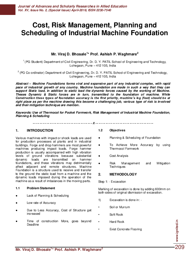 (PDF) Cost, Risk Management, Planning and Scheduling of Industrial ...