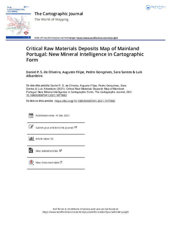 (PDF) Critical Raw Materials Deposits Map of Mainland Portugal: New ...