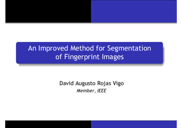 (PDF) An Improved Method for Segmentation of Fingerprint Images | David Rojas - Academia.edu
