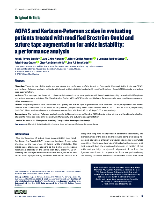 (PDF) AOFAS and Karlsson-Peterson scales in evaluating patients treated ...