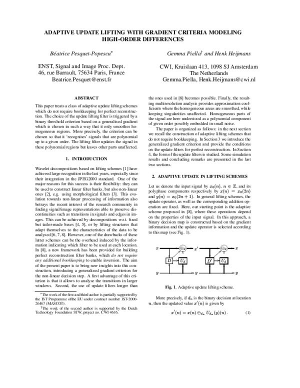 (PDF) Adaptive update lifting with gradient criteria modeling high-order differences