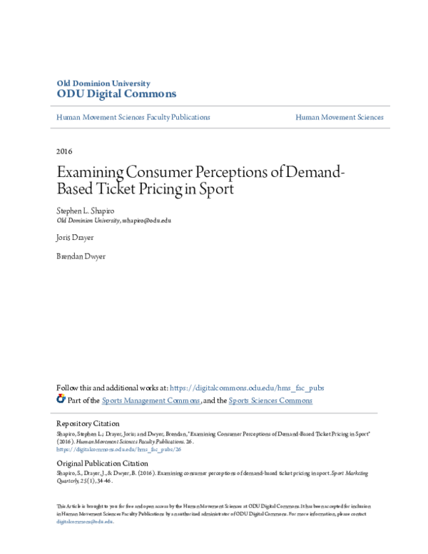 (PDF) Examining consumer perceptions of demand-based ticket pricing in ...