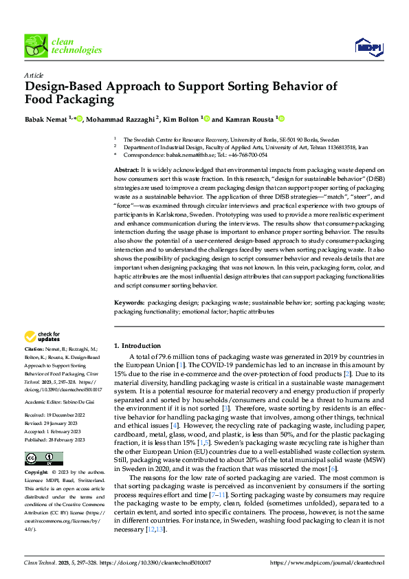 (PDF) Design-Based Approach to Support Sorting Behavior of Food Packaging
