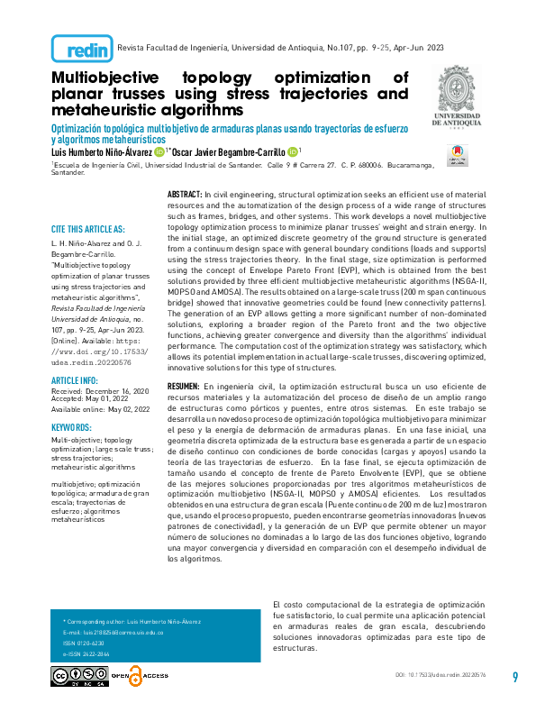 (PDF) Multiobjective topology optimization of planar trusses using stress trajectories and ...