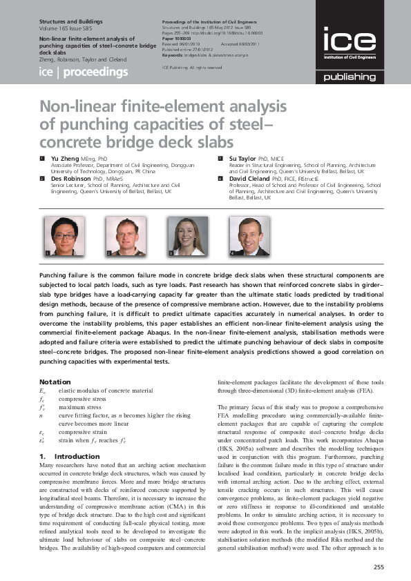 (PDF) Non-linear finite-element analysis of punching capacities of steel–concrete bridge deck slabs