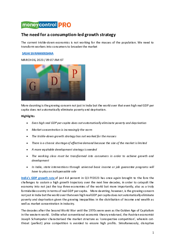 (PDF) The need for a consumption-led growth strategy