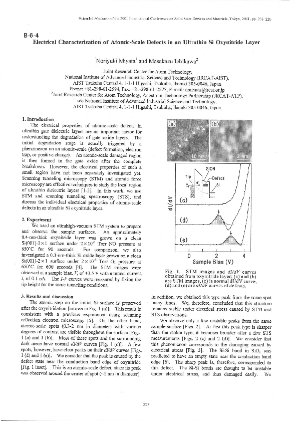 (PDF) Electrical Characterization of Atomic-Scale Defects in an Ultrathin Si Oxynitride Layer ...