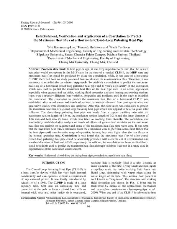 (PDF) Establishment, Verification and Application of a Correlation to Predict the Maximum Heat ...