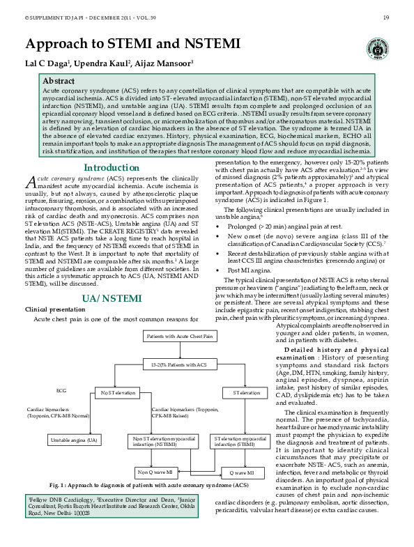 (PDF) Approach to STEMI and NSTEMI