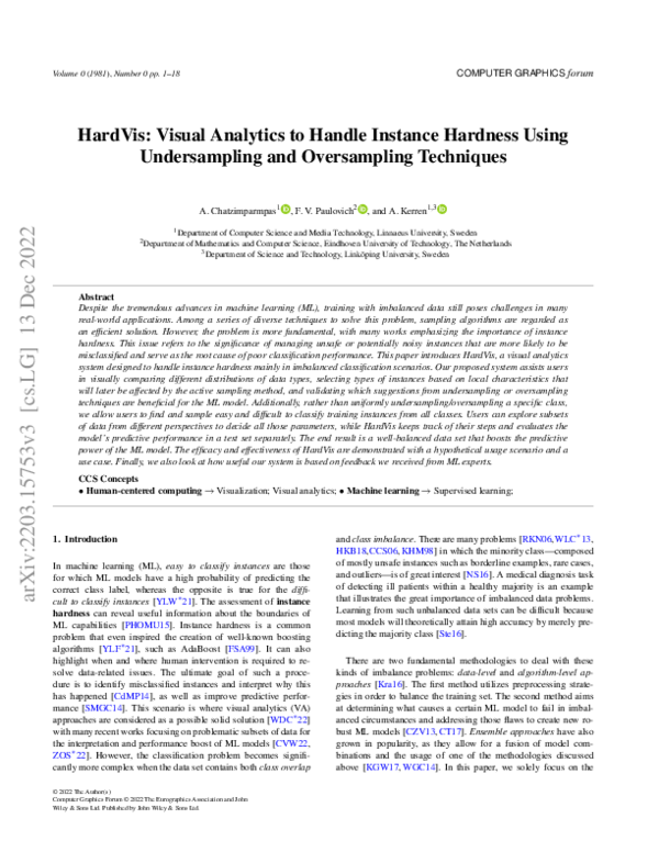 (PDF) HardVis: Visual Analytics to Handle Instance Hardness Using ...