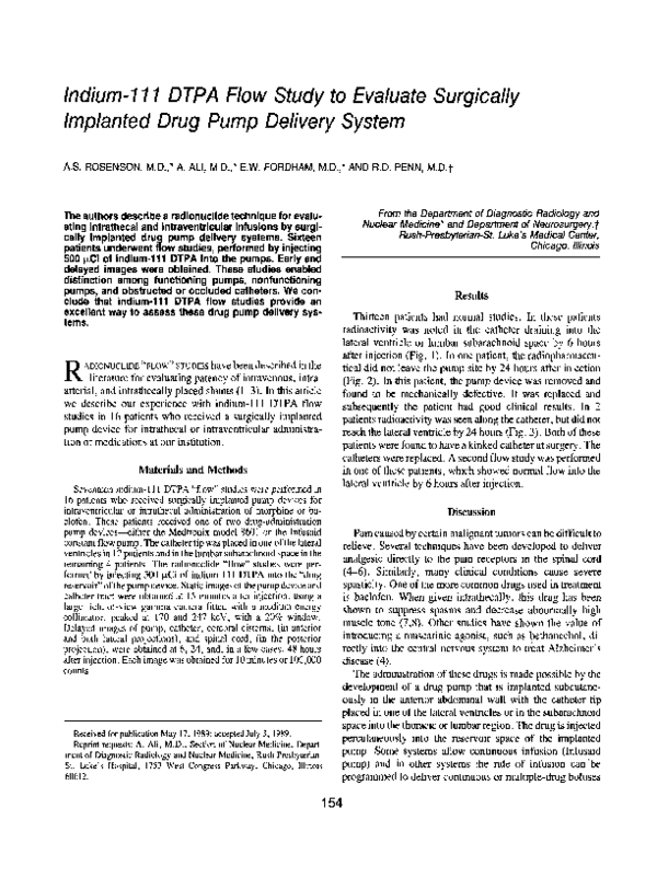 (PDF) lndium-111 DTP A Flow Study to Evaluate Surgically Implanted Drug ...