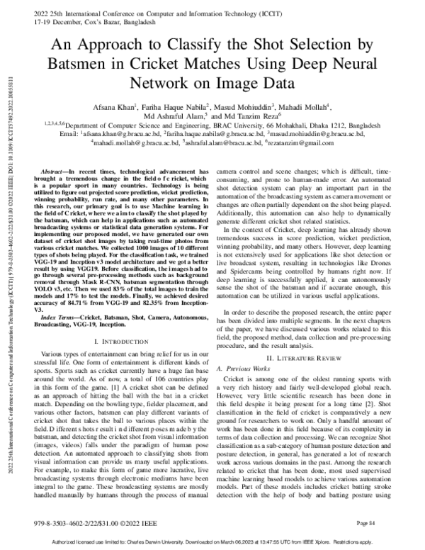 (PDF) An Approach to Classify the Shot Selection by Batsmen in Cricket ...
