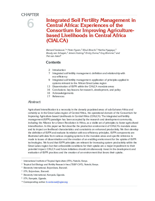 (PDF) Integrated Soil Fertility Management in Central Africa ...