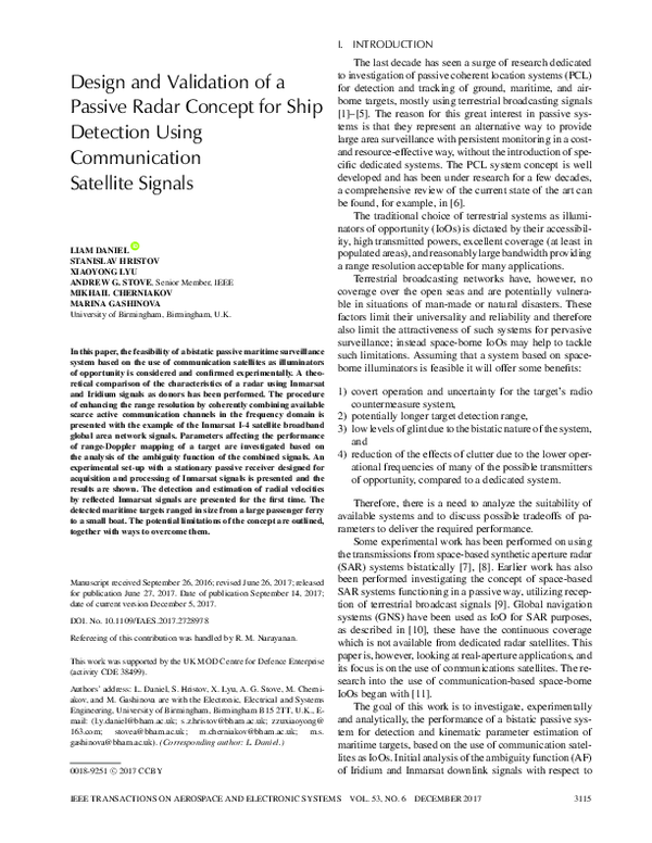 Pdf Design And Validation Of A Passive Radar Concept For Ship