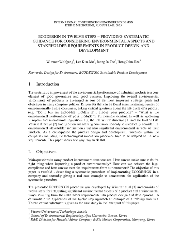 (PDF) Ecodesign in Twelve Steps – Providing Systematic Guidance for ...