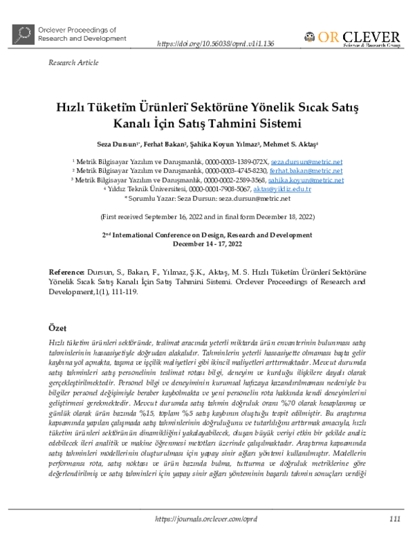(PDF) Sales Forecasting System for Van-Sales Channel for FMCG Industry