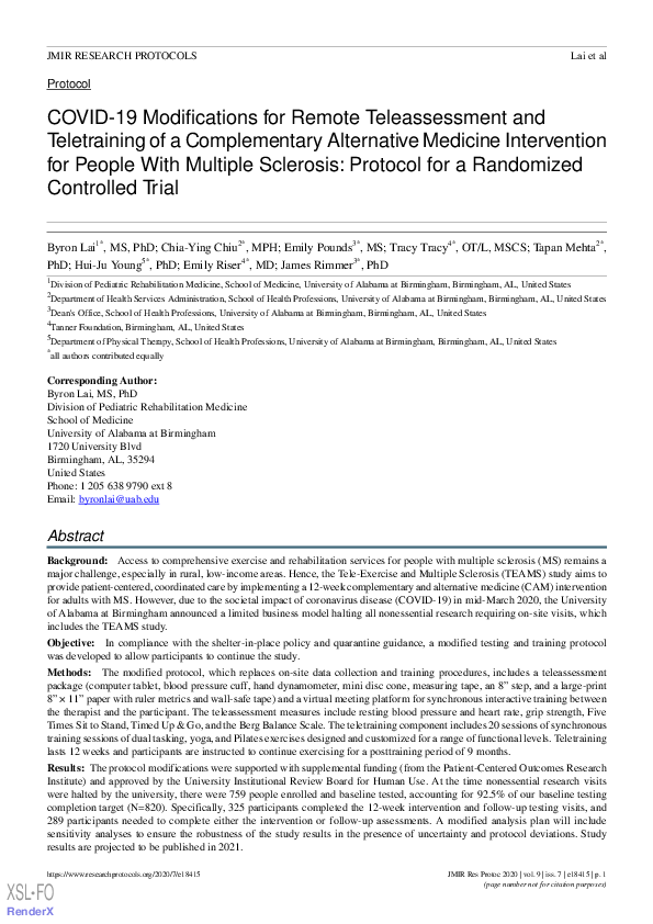 (PDF) COVID-19 Modifications for Remote Teleassessment and Teletraining ...