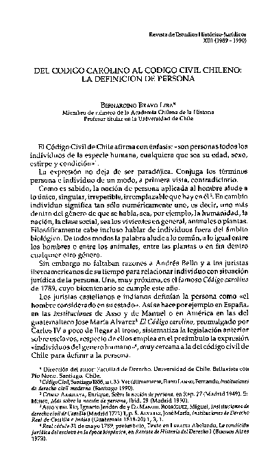 (PDF) Del Código Carolino al Código civil chileno: la definición de persona
