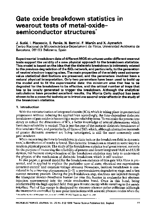 (PDF) Gate oxide breakdown statistics in wearout tests of metal-oxide ...