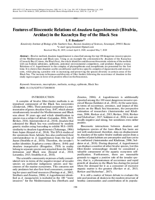 (PDF) Features of Biocenotic Relations of Anadara kagoshimensis ...