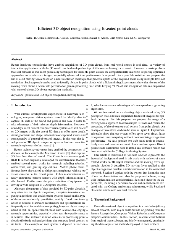 (PDF) Efficient 3D object recognition using foveated point clouds