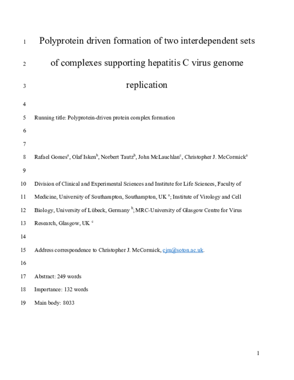 (PDF) Polyprotein driven formation of two interdependent sets of ...