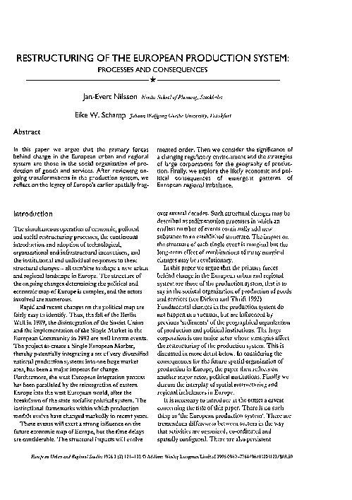(PDF) Restructuring of the European Production System: Processes and ...