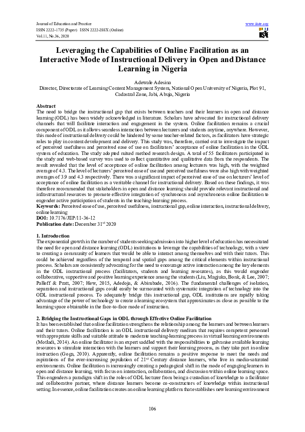 (PDF) Leveraging the Capabilities of Online Facilitation as an ...