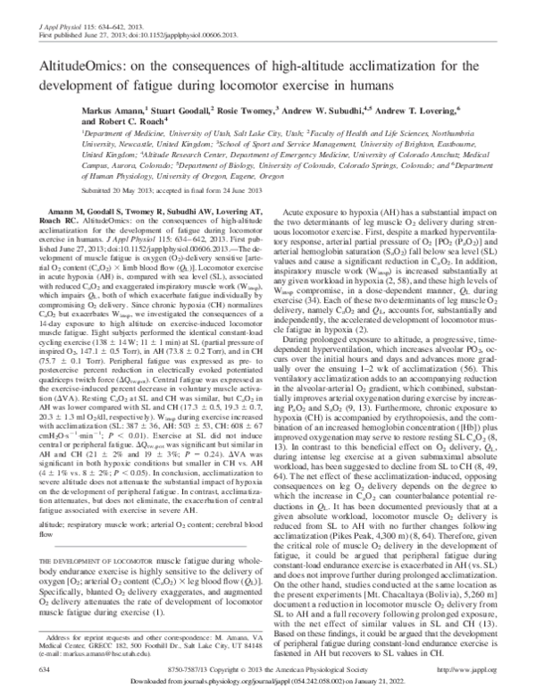 (PDF) AltitudeOmics: on the consequences of high-altitude ...
