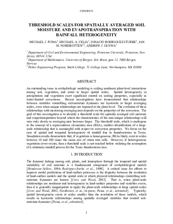 (PDF) Spatial Scaling of Soil Moisture, Evapotranspiration, and Leakage