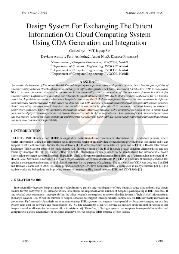 (PDF) Design System For Exchanging The Patient Information On Cloud Computing System Using CDA ...