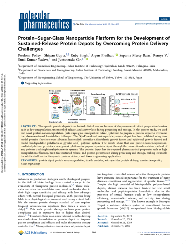 (PDF) Protein–Sugar-Glass Nanoparticle Platform for the Development of ...