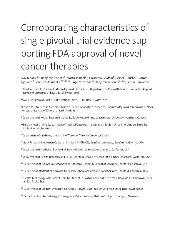 (PDF) Single pivotal trials with few corroborating characteristics were ...